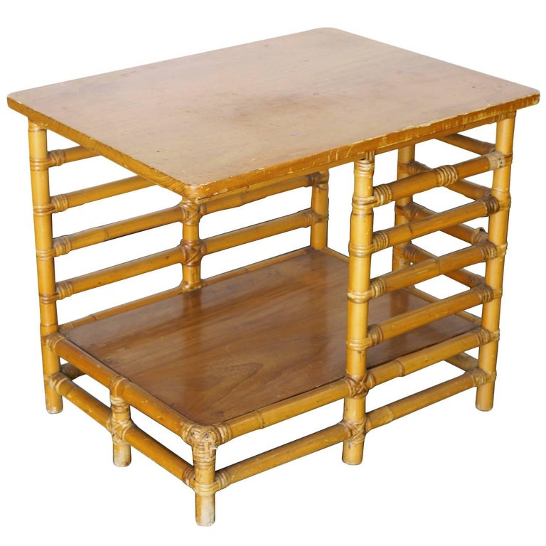 Restored Rattan Floating Ladder Side Table , Pair available For Sale at ...