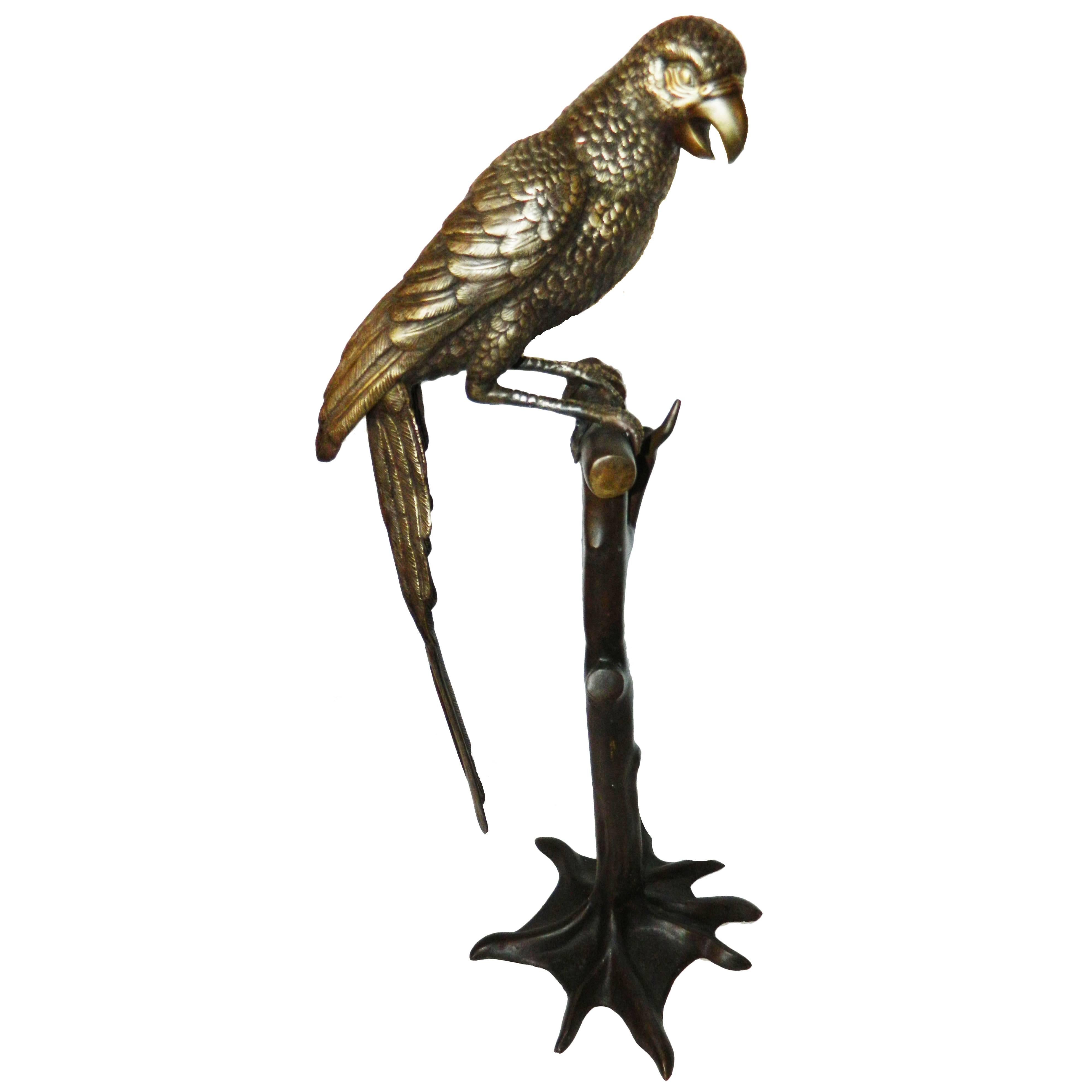 Bronze Parrot on a Perch For Sale at 1stDibs