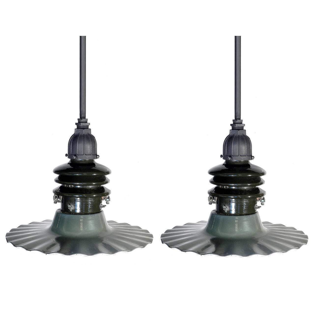 Matching Pair of Radial Wave Street Lamps For Sale at 1stdibs