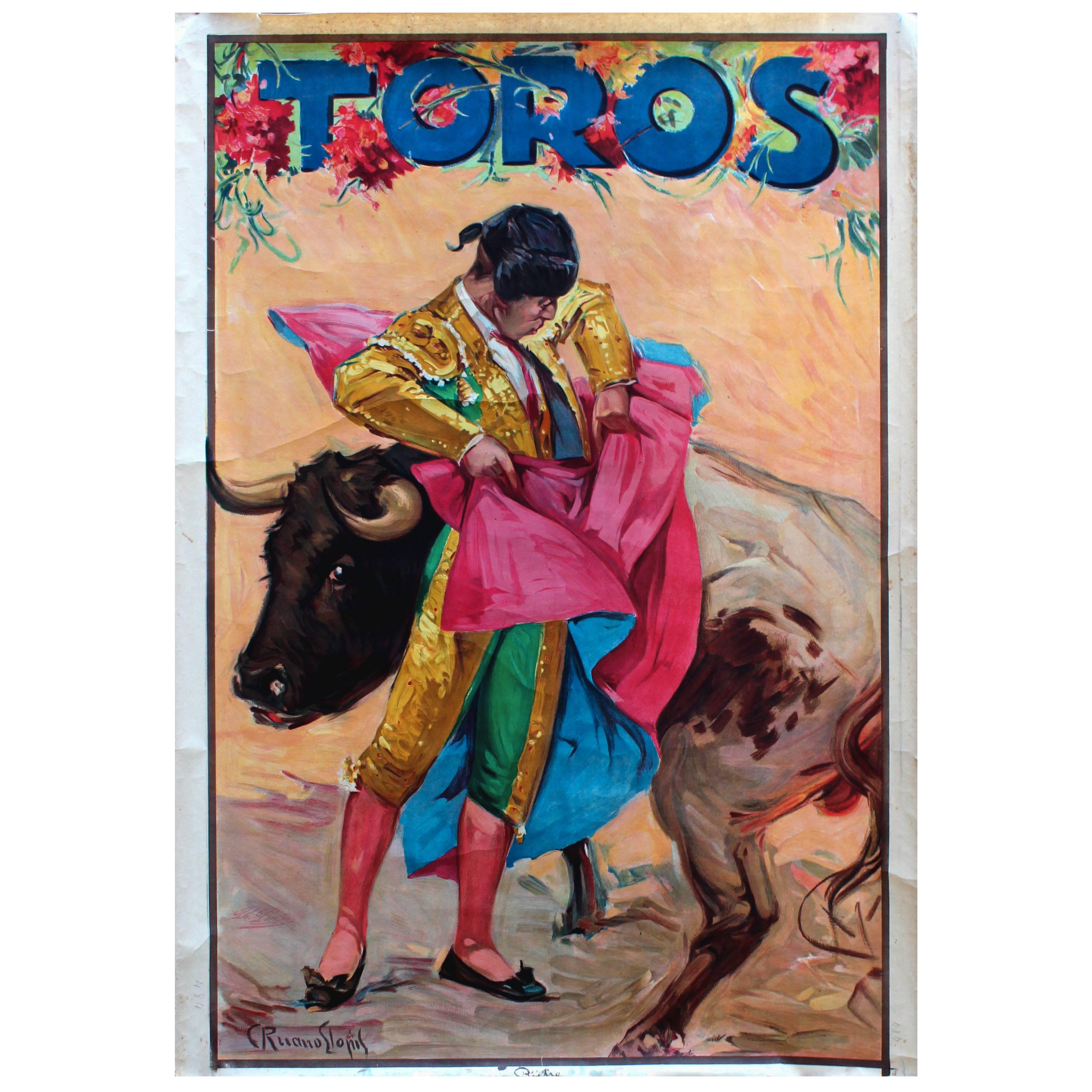 Spanish Bullfight Poster - 2 For Sale on 1stDibs | vintage bullfighting ...