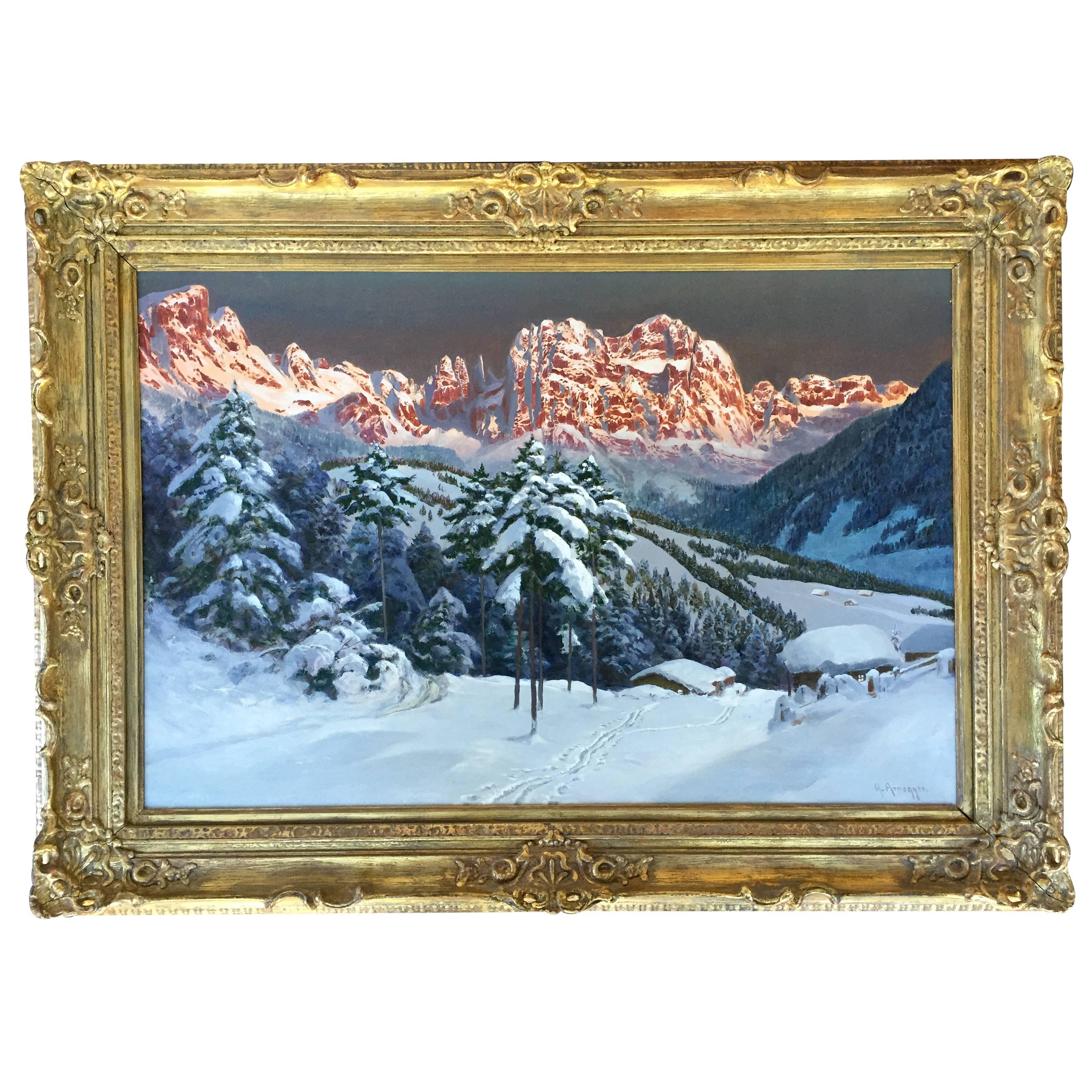 "Sunset over the Tyrol" Painting by Alois Arnegger at 1stDibs