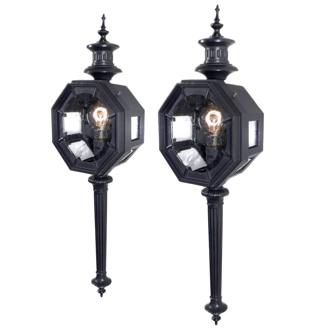 Large Carriage Lantern Style Sconces at 1stdibs