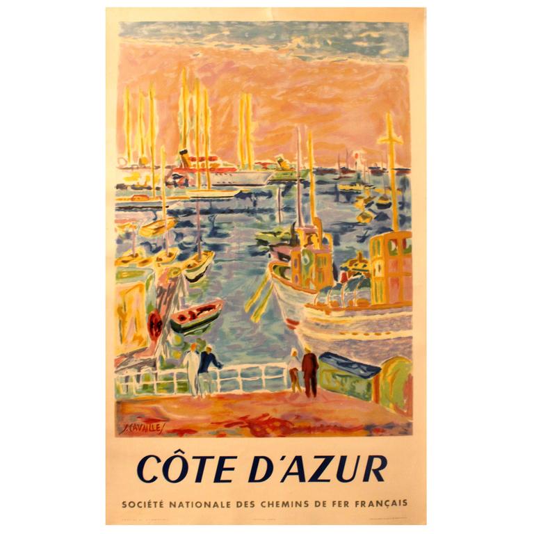 Original Vintage Travel Advertising Poster for the Cote D'azur - French ...