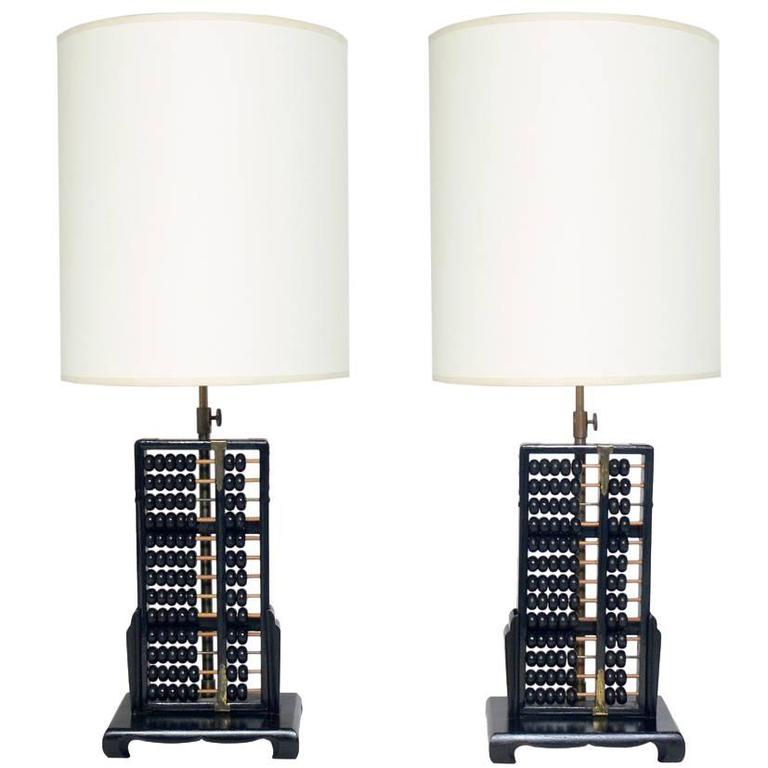 Pair of Asian Abacus Lamps at 1stDibs