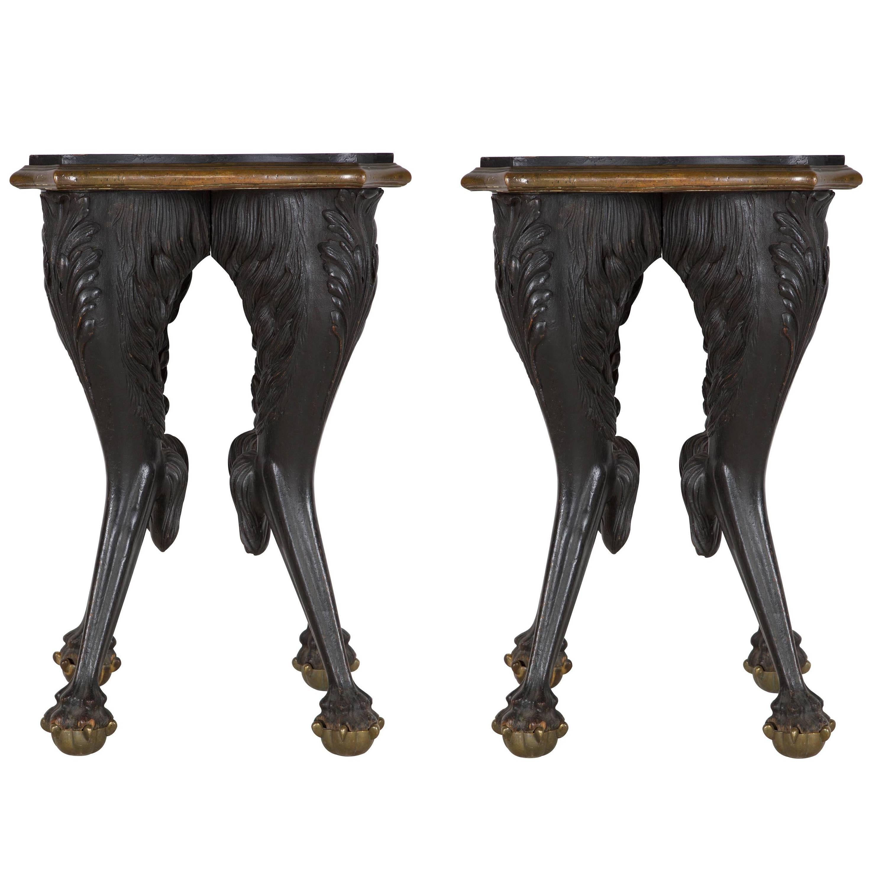 Pair of Ebonised and Bronze Stands at 1stDibs