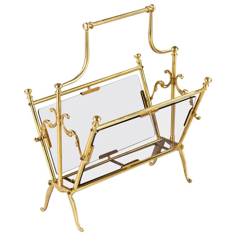 French Midcentury Brass Magazine Holder at 1stDibs