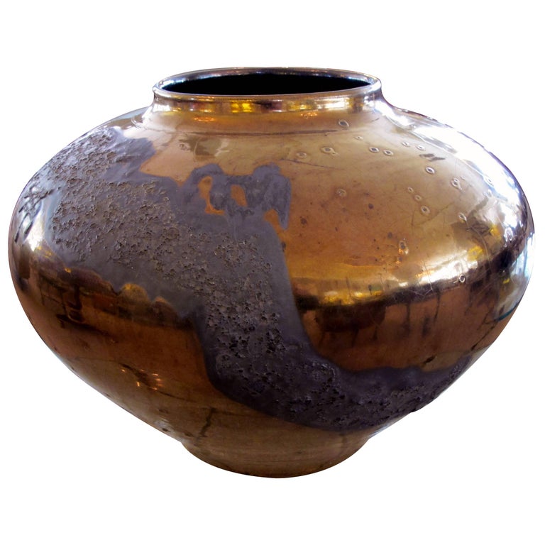 Impressive West German 1990s Copper Metallic and Lava-Glazed Ceramic ...
