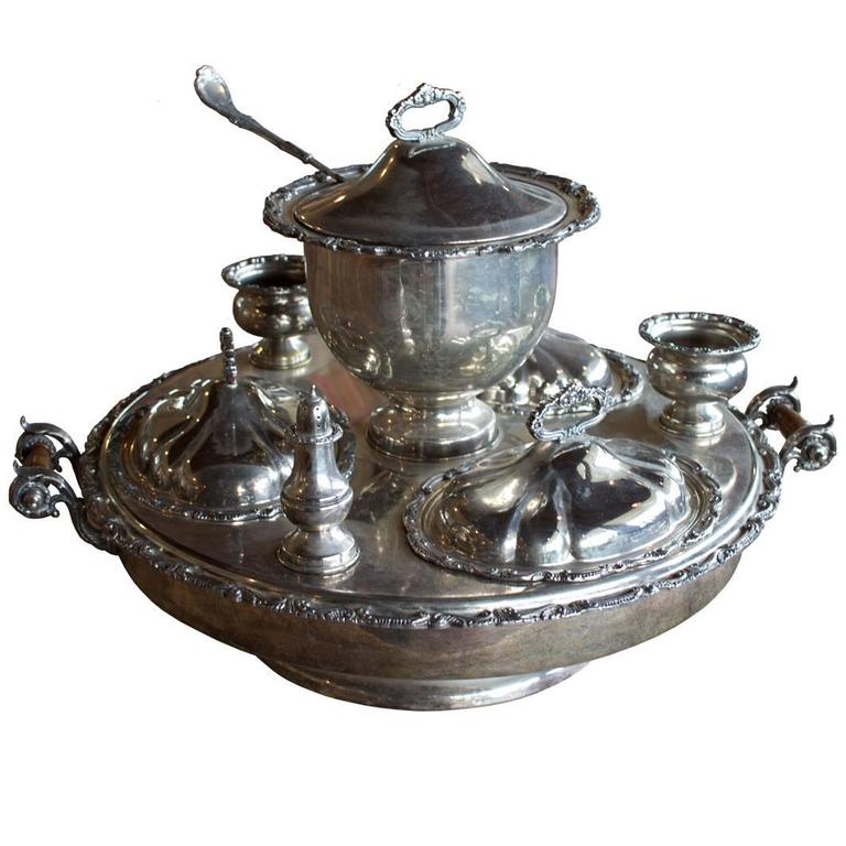 Complete Antique English Silver Plated Revolving Supper Set at 1stDibs
