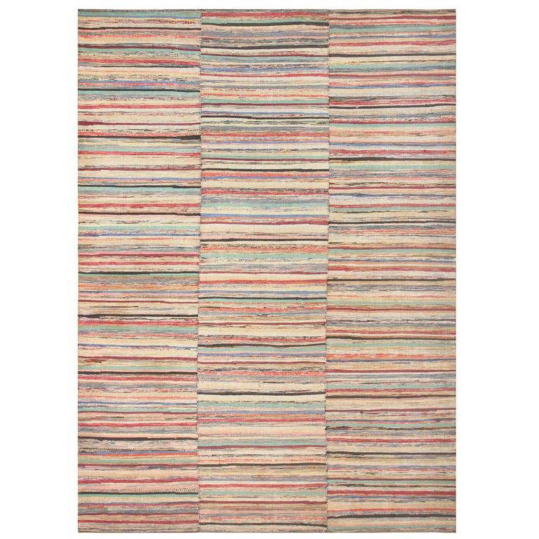Antique American Large Rag Rug at 1stDibs