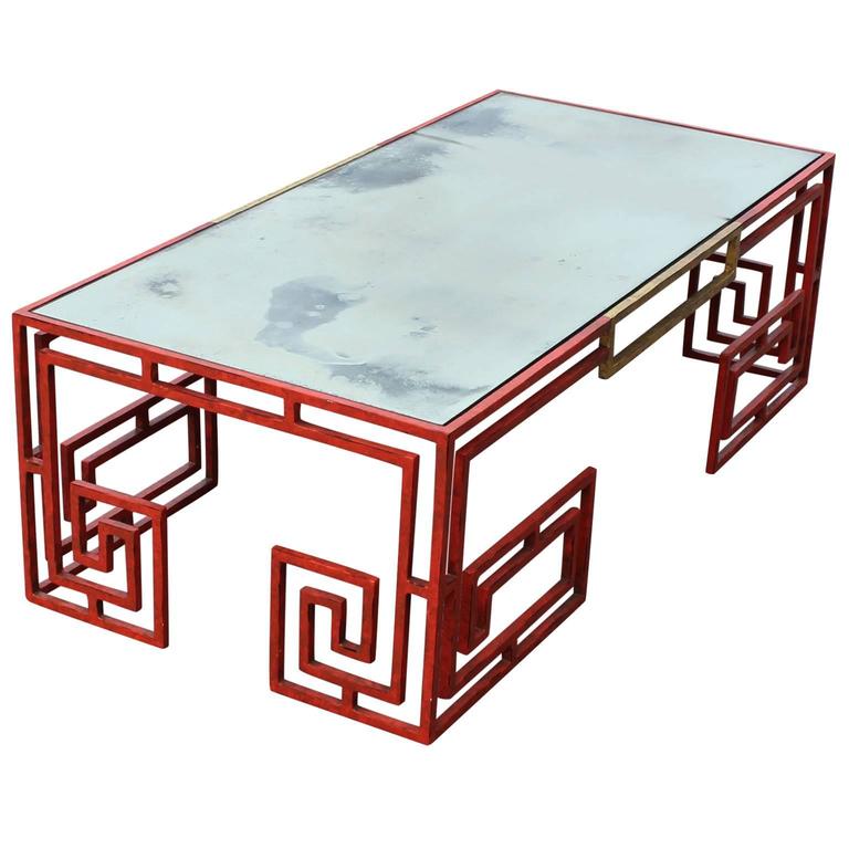 Stunning Greek Key Aged Mirror Coffee Table at 1stDibs