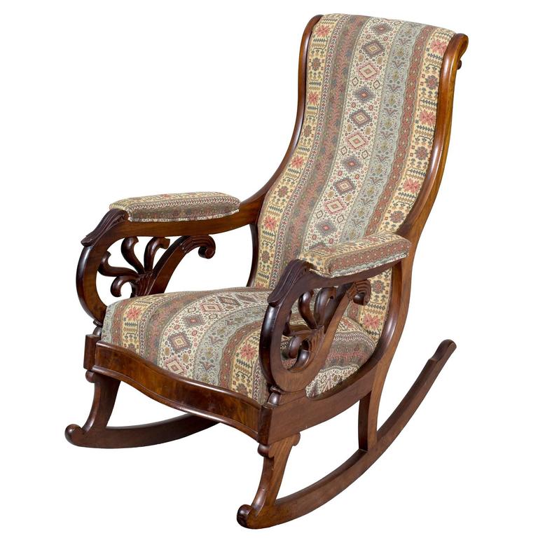Classical Carved Mahogany Rocker, Probably Boston, circa 1830 For Sale ...