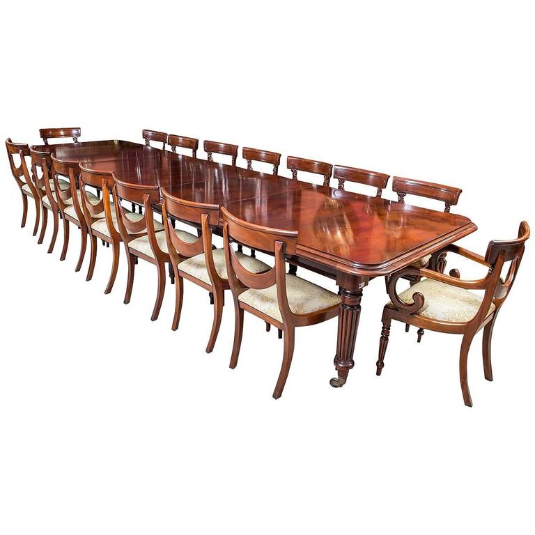 Vintage Victorian Style Mahogany Dining Table and Sixteen Chairs at 1stDibs