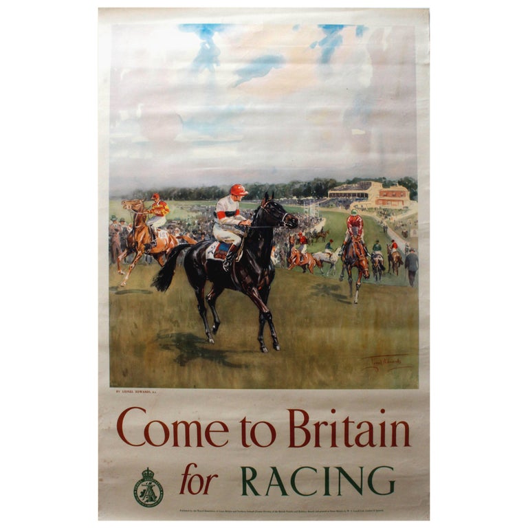 Original Vintage Horse Racing Poster by LDR Edwards "Come to Britain ...