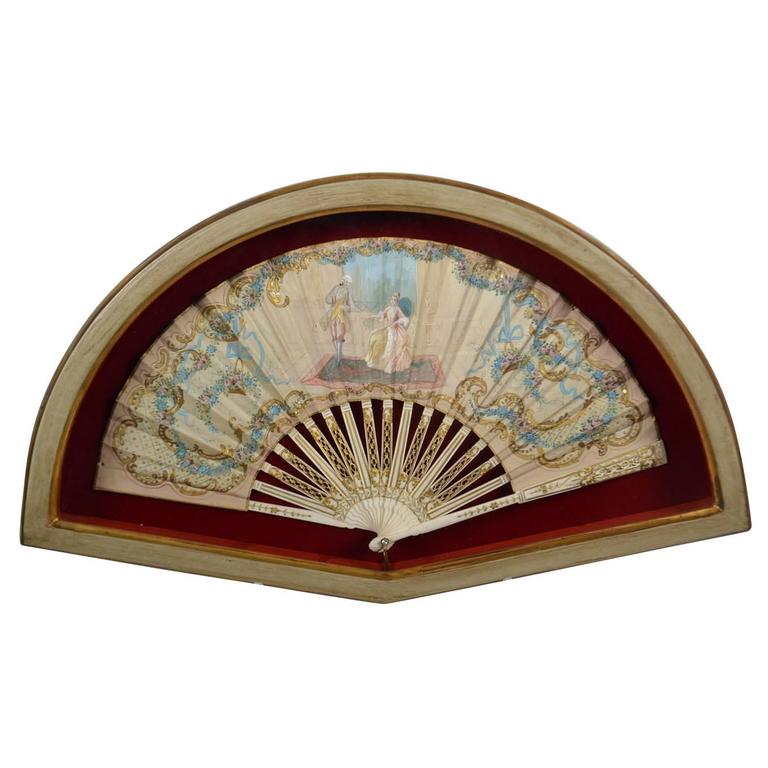 Framed 18th Century Hand-Painted Fan at 1stDibs