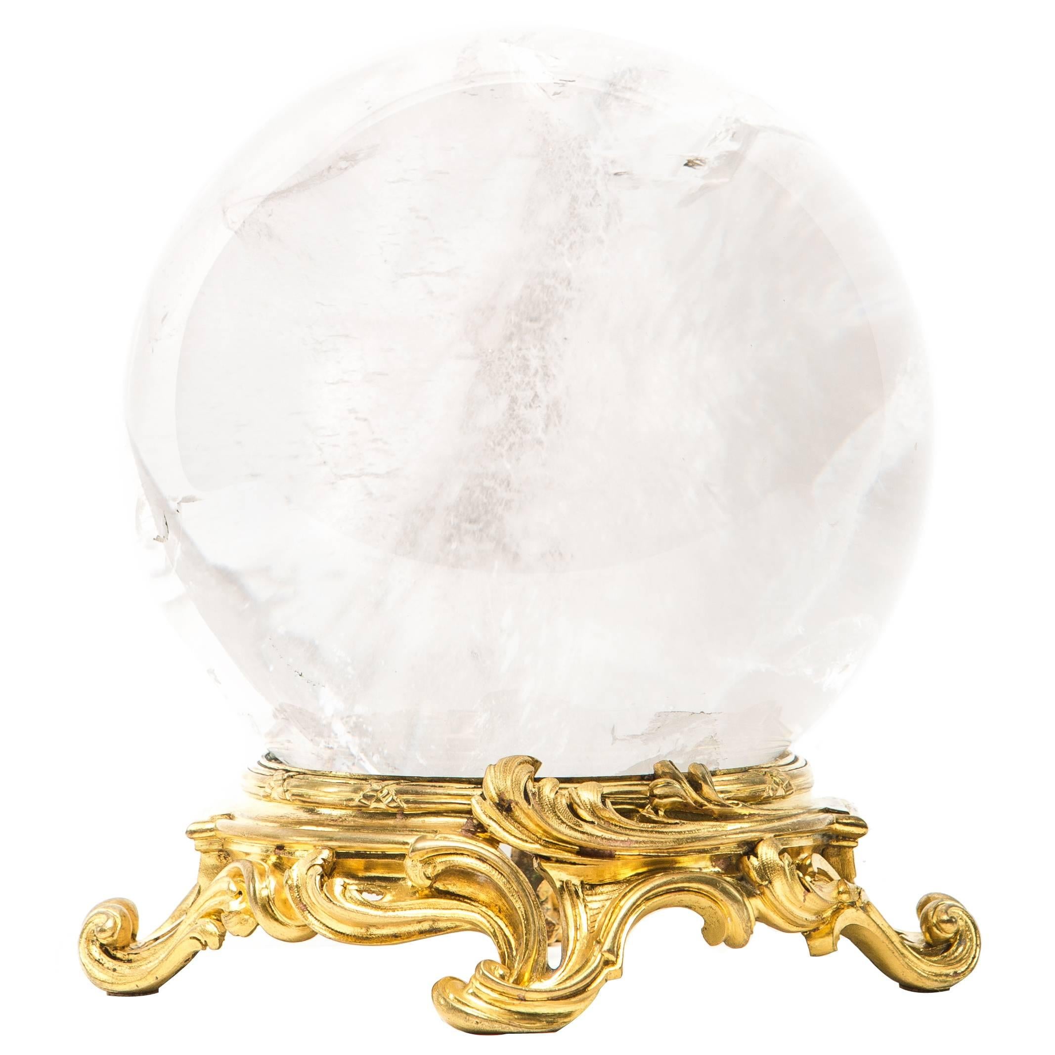 Rock Crystal Ball on a Louis XV Style Ormolu Base For Sale at 1stDibs