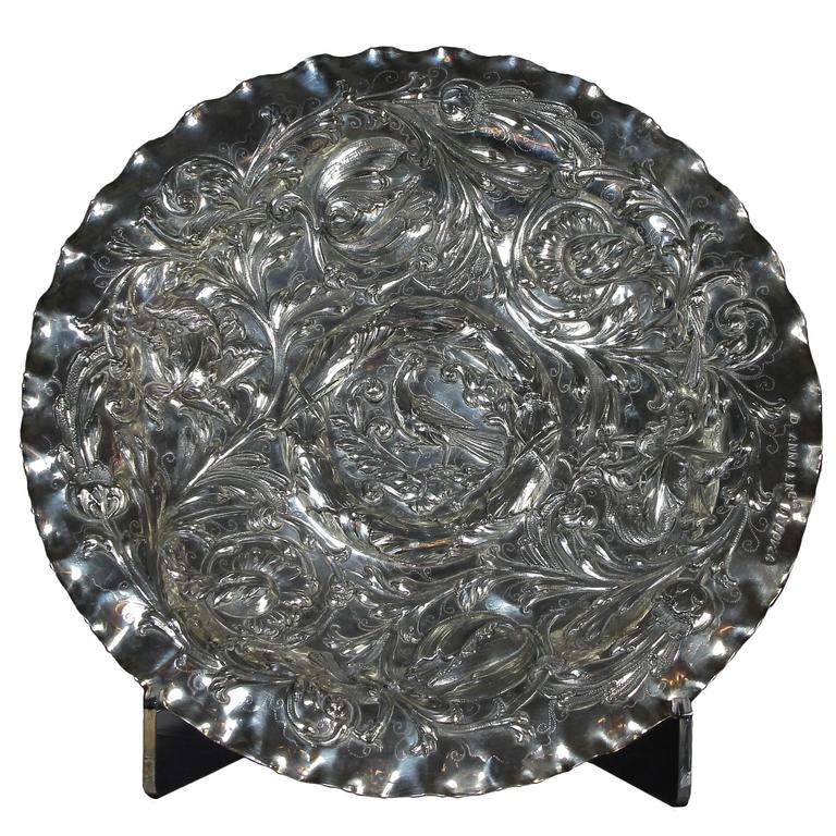 17th-18th Century Portuguese Silver Tray For Sale at 1stDibs