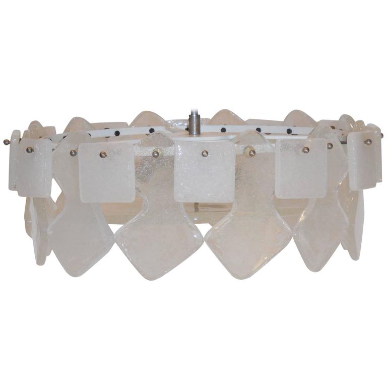 Funky Vintage Frosted Glass Chandelier at 1stDibs