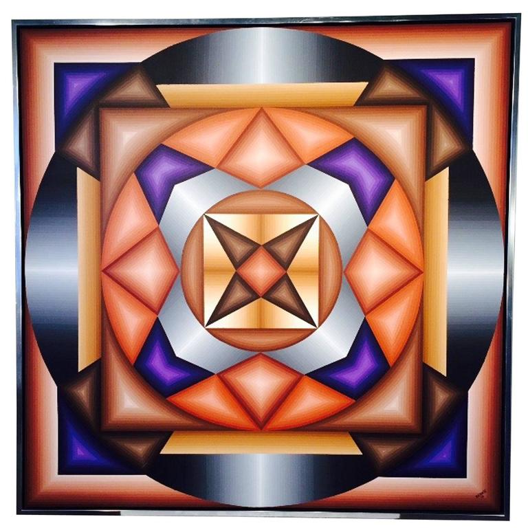 Ralph Berko Graphic Op-Art Painting, 1975 at 1stDibs
