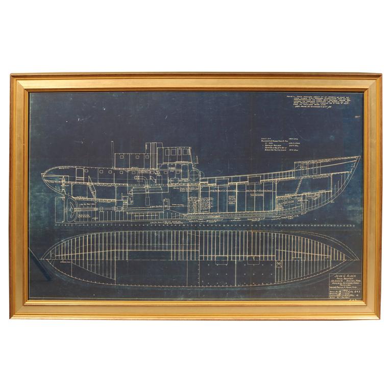 Early 20th Century Blueprint by John Alden at 1stDibs