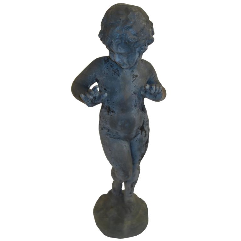 Charming Statue of a Standing Young Boy at 1stDibs