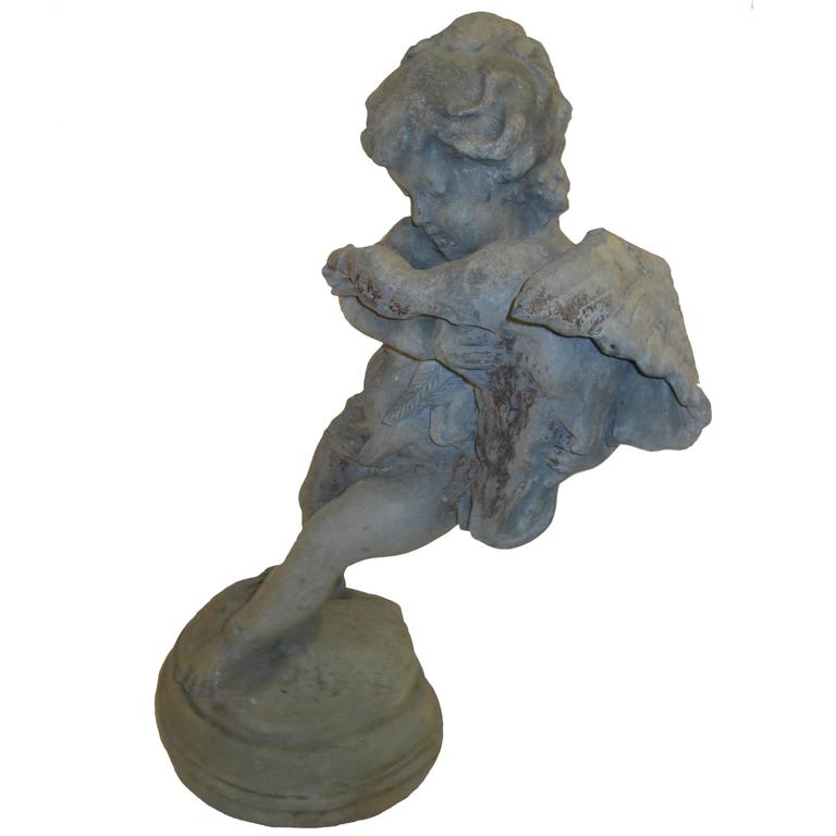Lead Boy with Goose Statue For Sale at 1stDibs