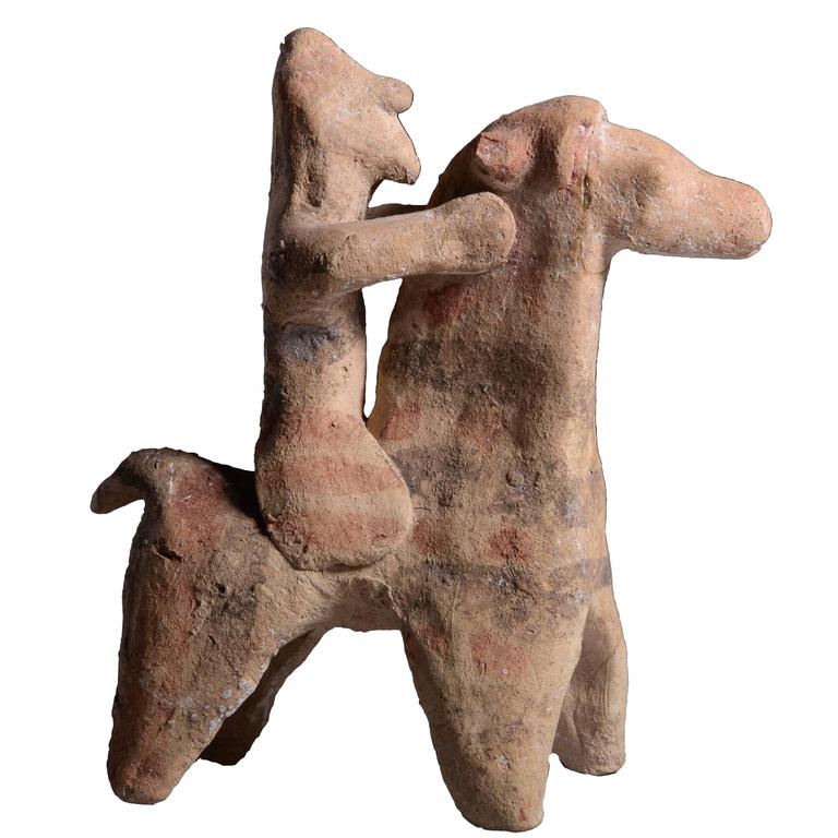 Ancient Greek Cypriot Archaic Horse and Warrior Rider, 700 BC at 1stDibs