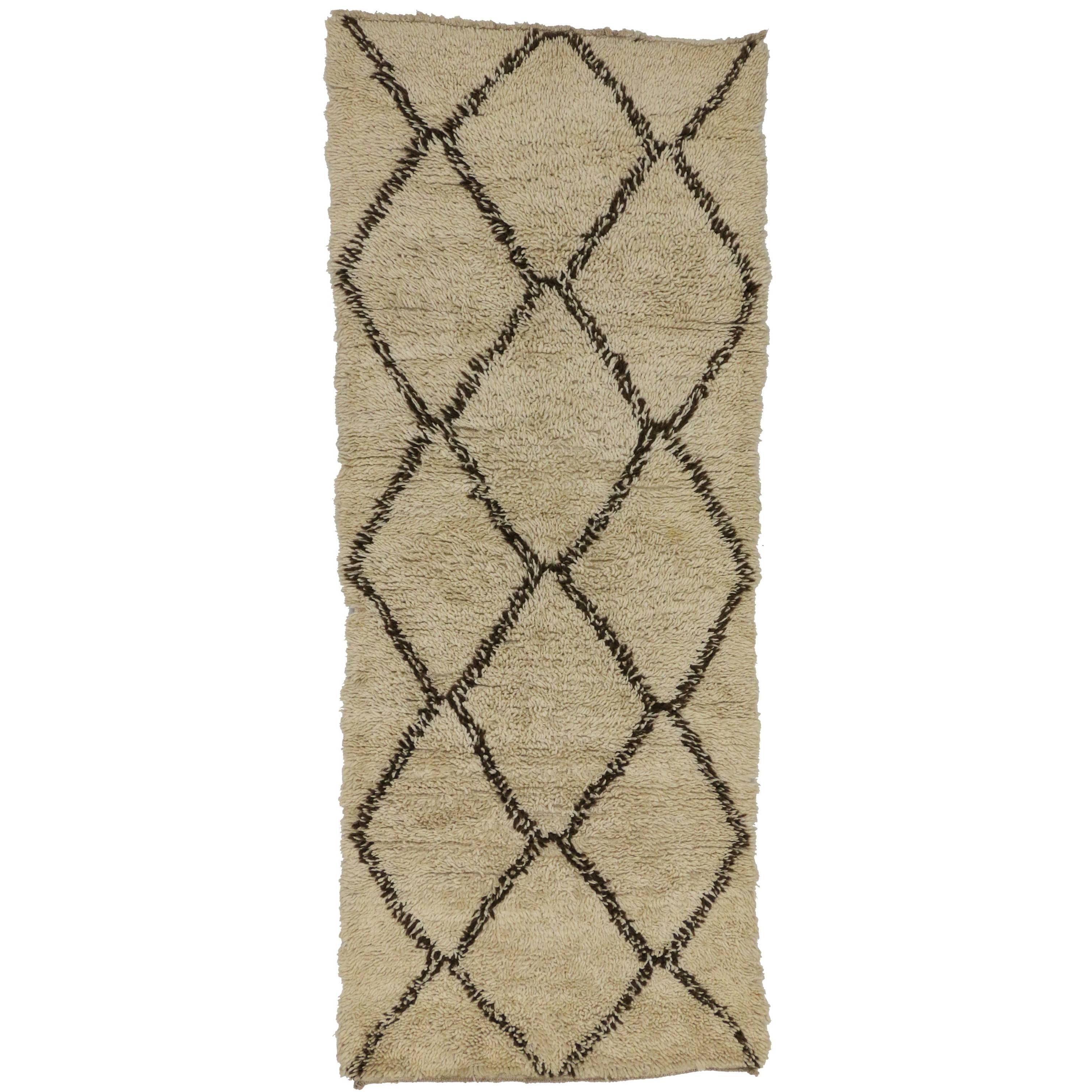 Berber Moroccan Carpet Runner with Minimalist Design and Modern Style ...