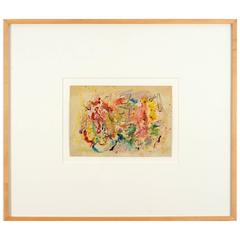 Graphic Painterly Oil of Redheaded Flute Player For Sale at 1stdibs