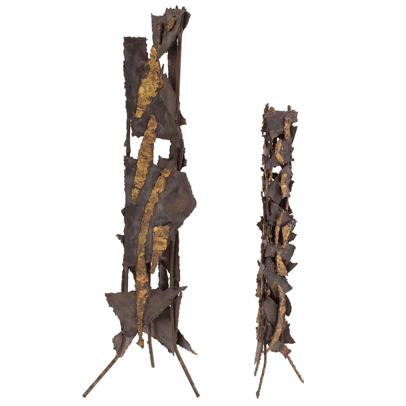 Pair of Phenomenal Brutalist Metal Sculptures at 1stDibs