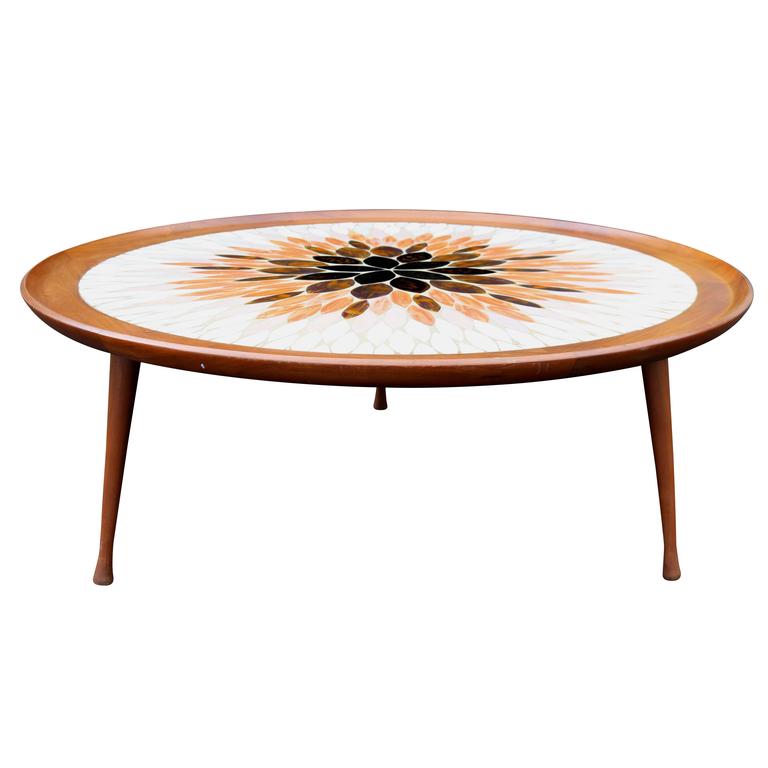 Mid-Century Round Tile Top Hohenberg Originals Table at 1stDibs | round ...