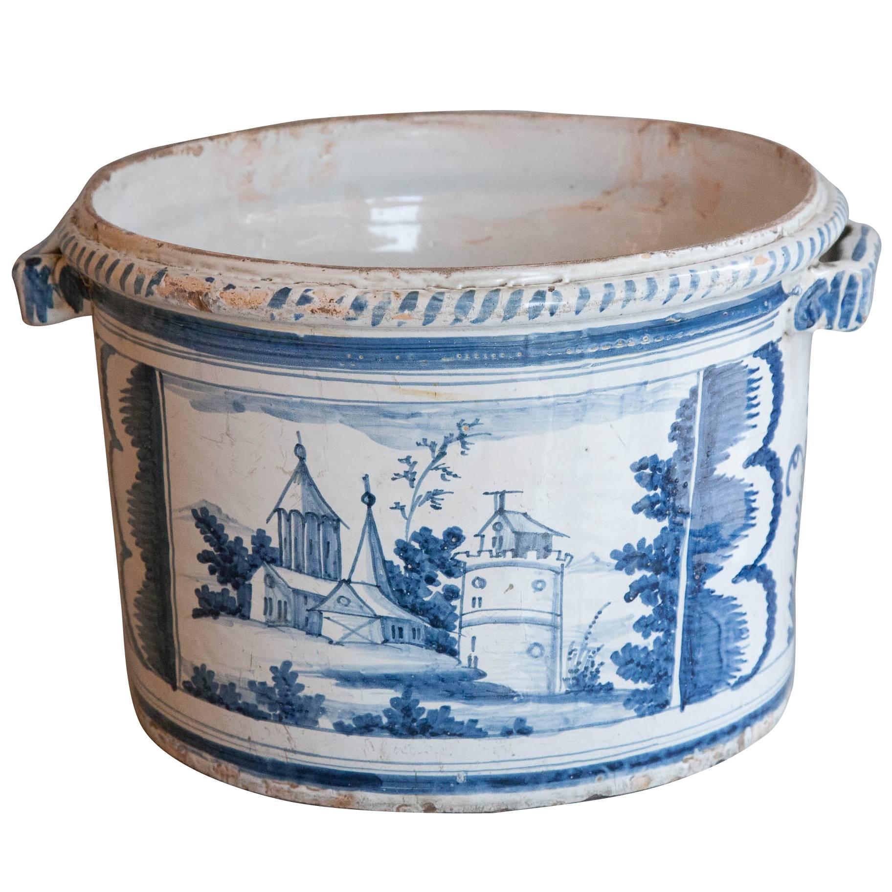 18th Century Blue and White Faience 'Pot a Oranger' Nevers, France at ...