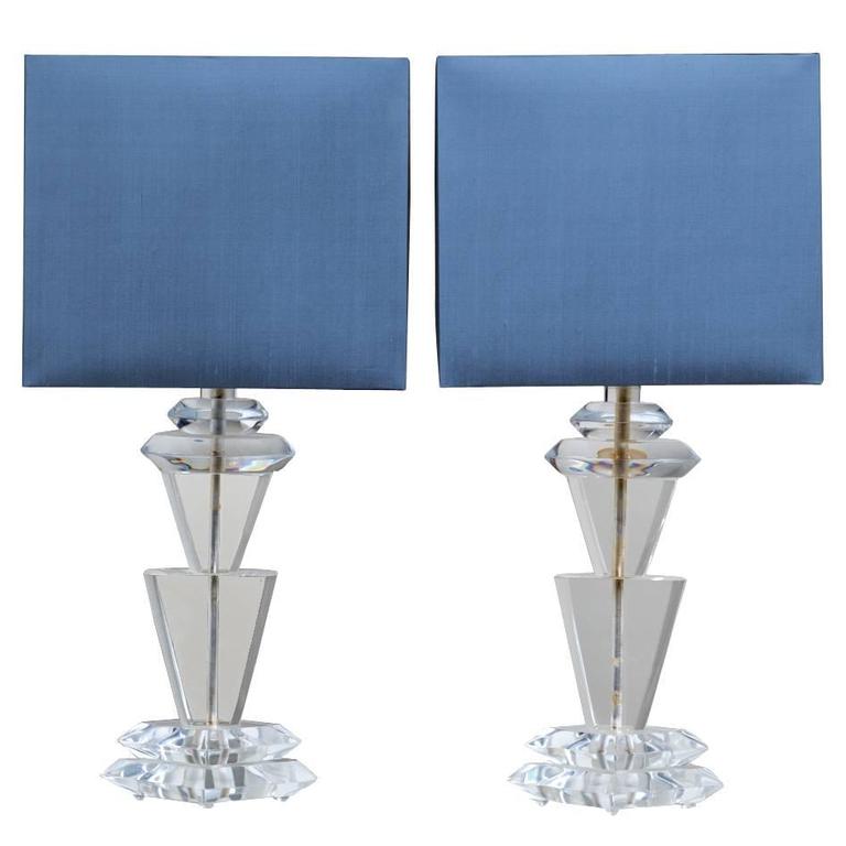 Pair of Chunky Sculptural Lucite Table Lamps by Van Teal, 1970s For ...