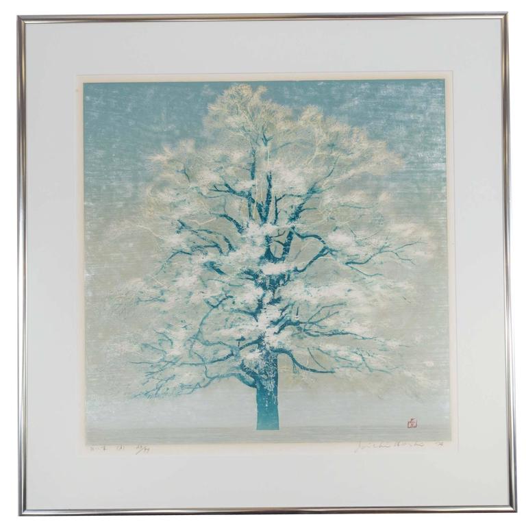 Joichi Hoshi “White Tree (A)” Framed Woodblock Print at 1stDibs ...