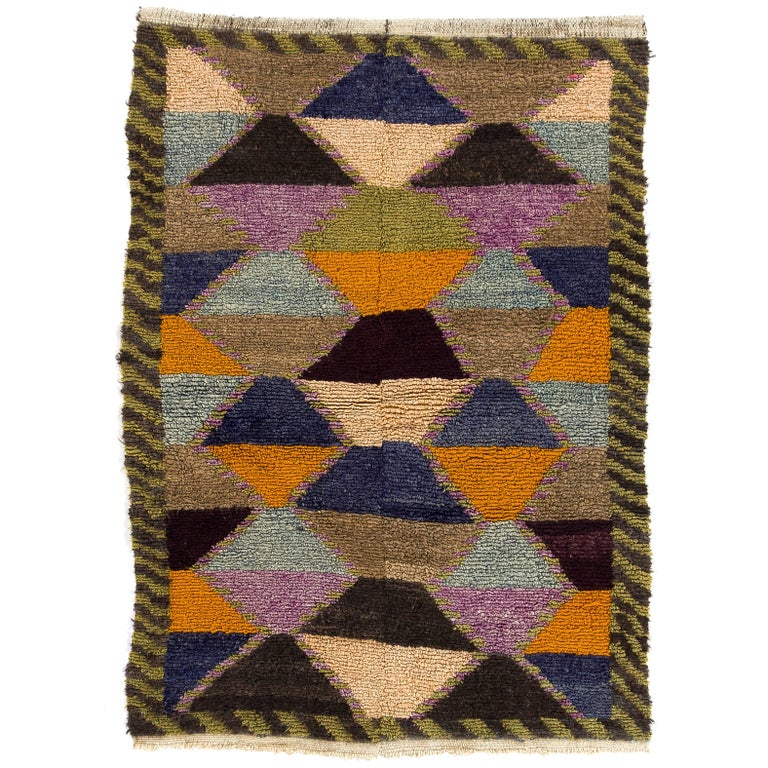 Colorful Mid-Century Modern "Tulu" Rug at 1stDibs