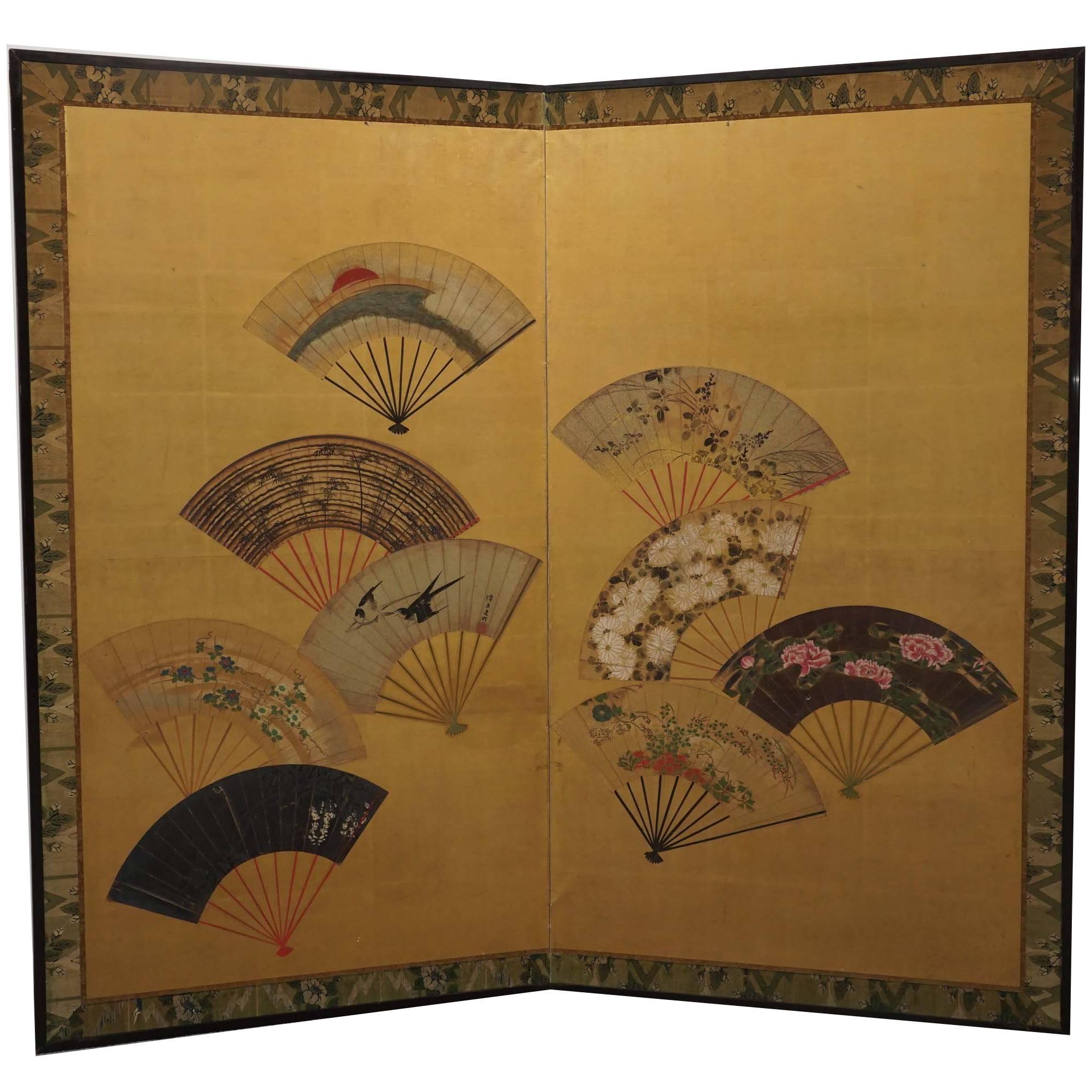 Japanese Two-Panel Screen For Sale at 1stDibs