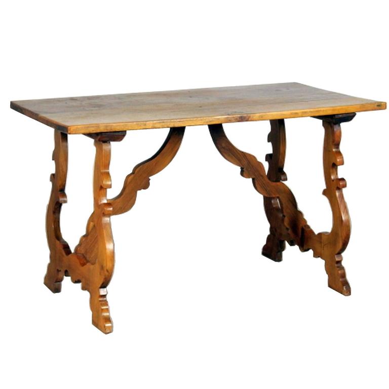 Florentine Walnut Trestle Table at 1stDibs