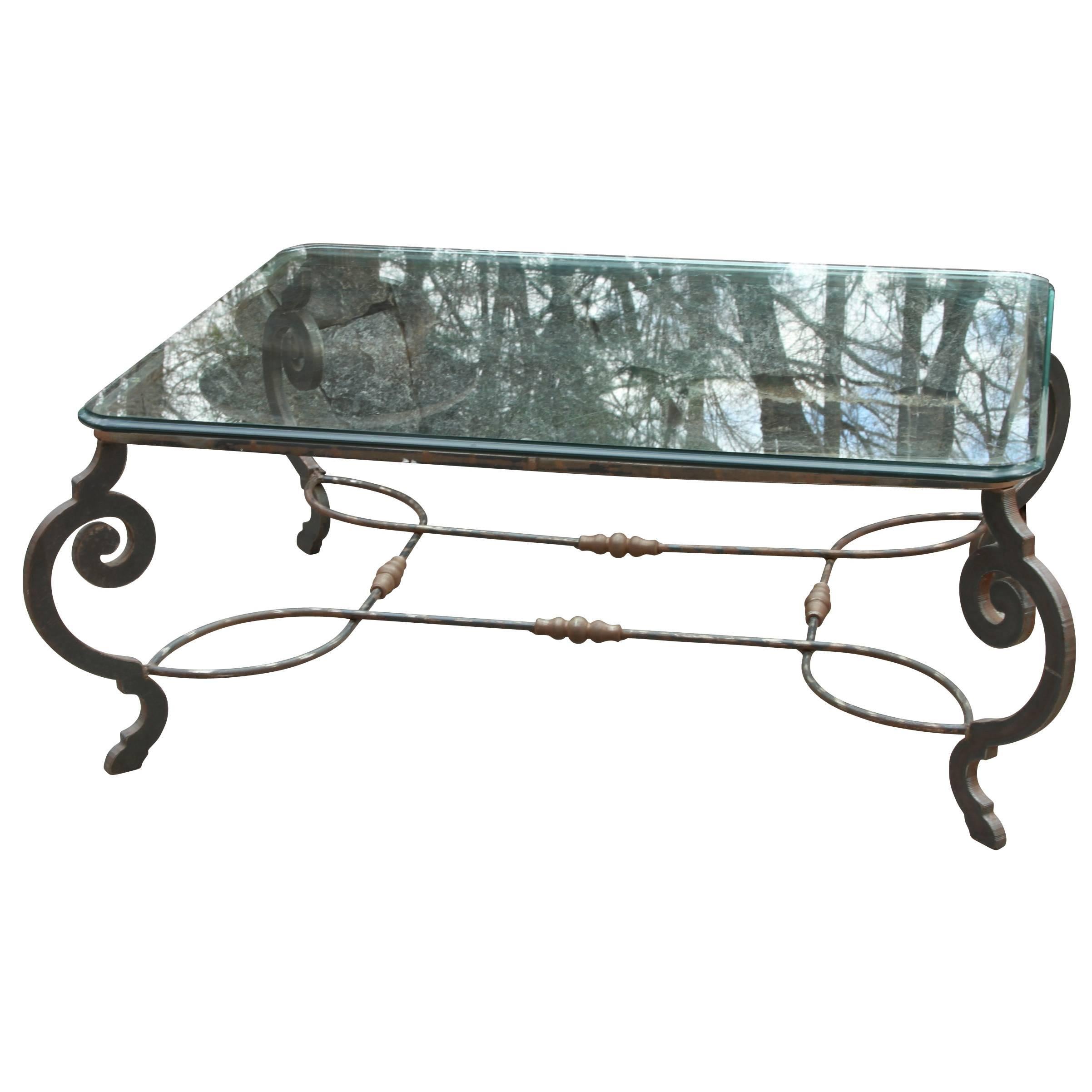 Scrolled Iron Garden Style Iron Coffee Table at 1stDibs