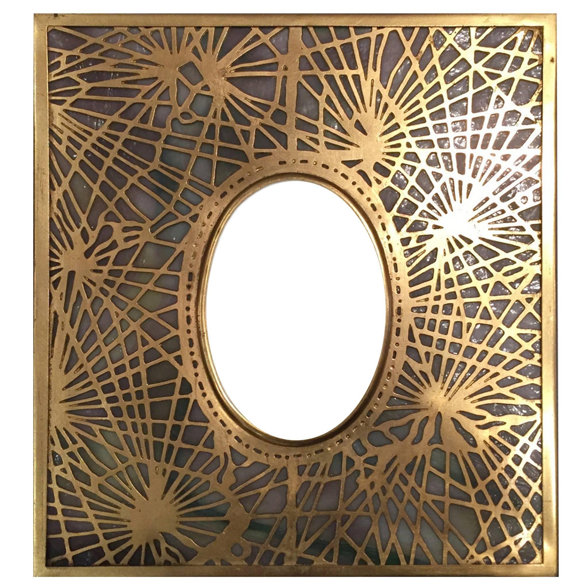 Tiffany Studios "Pine Needle" Gilt Bronze and Favrile Glass Picture ...