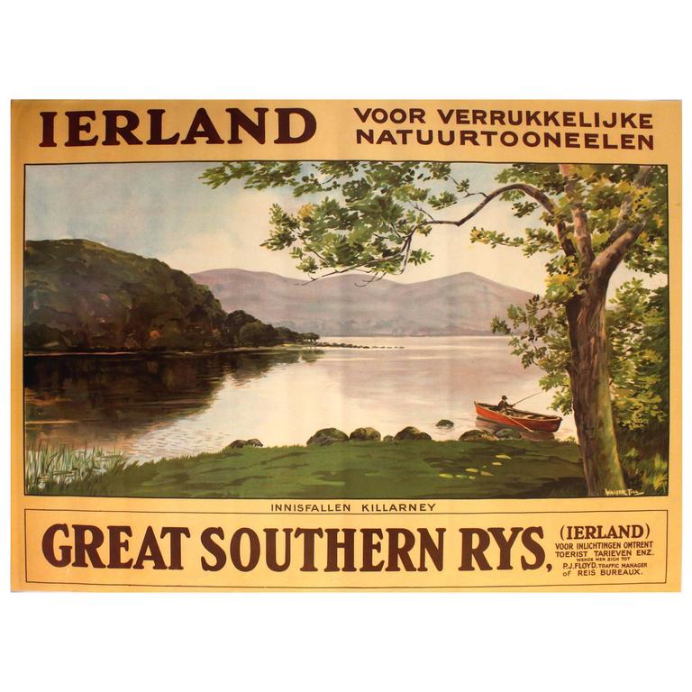 Original 1920s Great Southern Railway Poster for Ireland "Innisfallen ...
