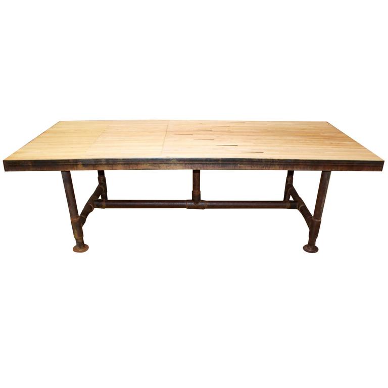 Industrial Reclaimed Bowling Alley Floor Dining Table at 1stDibs ...
