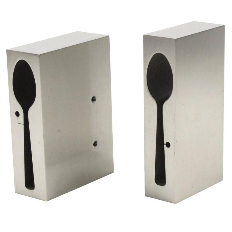 Industrial Pair of Stainless Steel Spoon Mold Sculpture, Bookends at ...