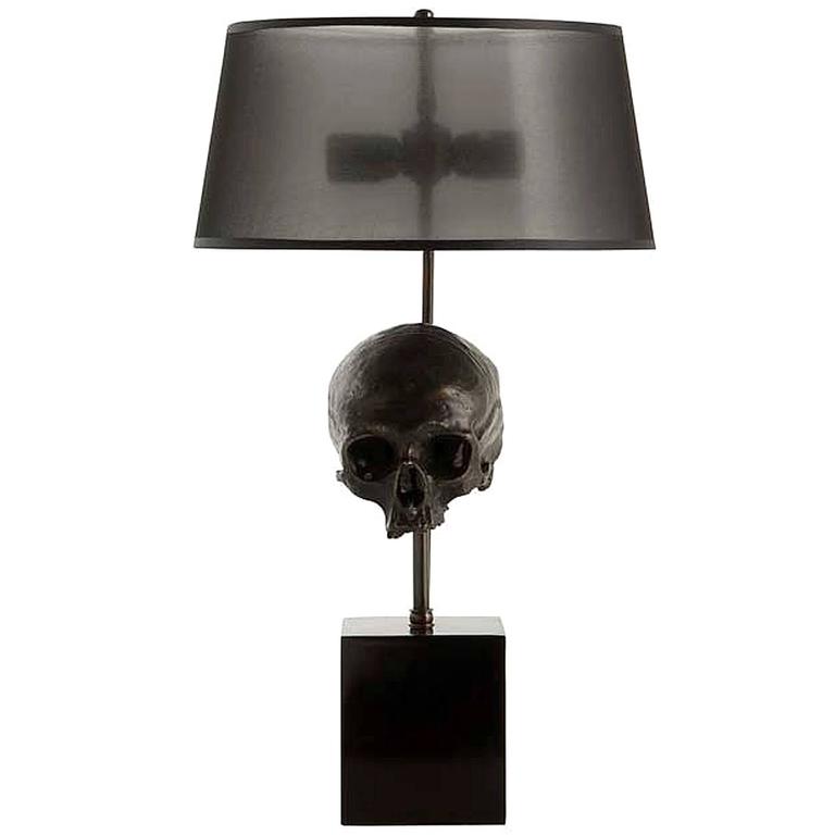 Lamp Skull in Brass with Black Transparent Shade and Skull on Base For ...