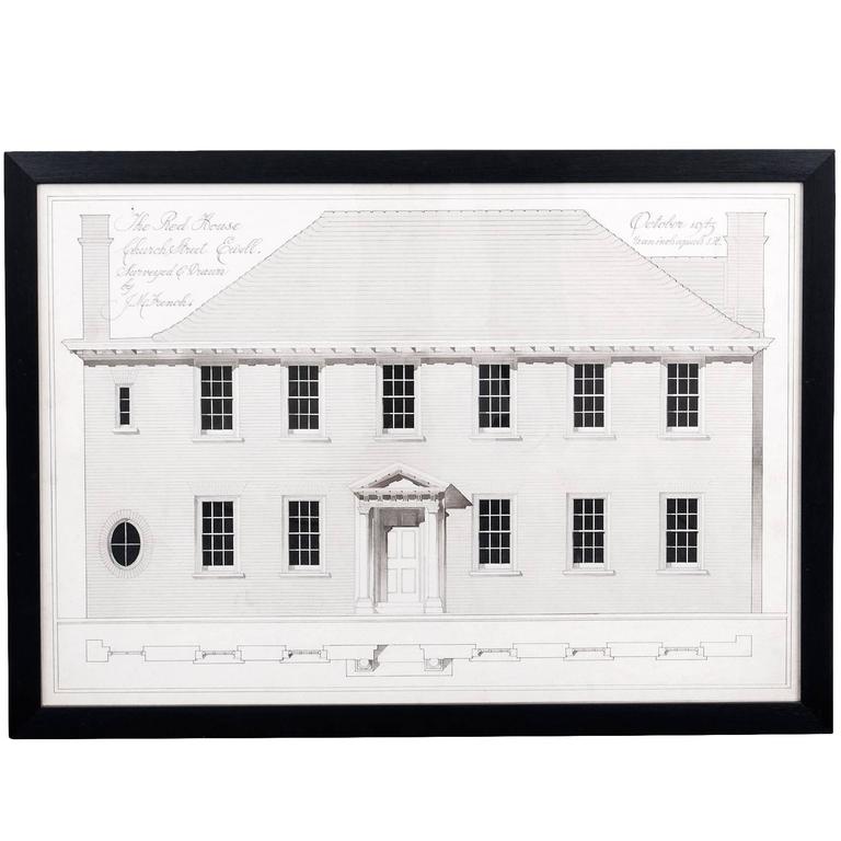 Framed Architectural Survey Drawing For Sale at 1stDibs | framed ...