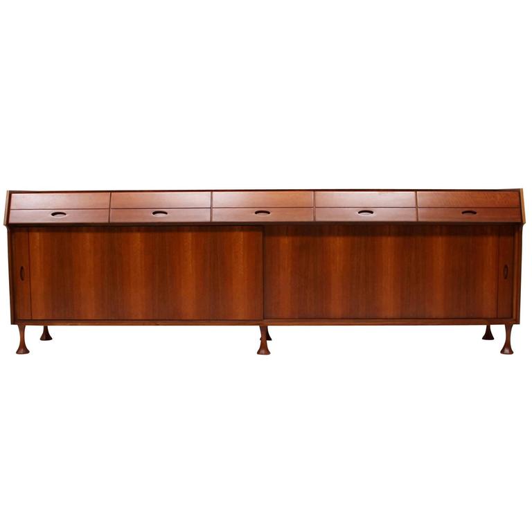 Italian Mid-Century Modern Long Sideboard Dresser Credenza Buffet at ...