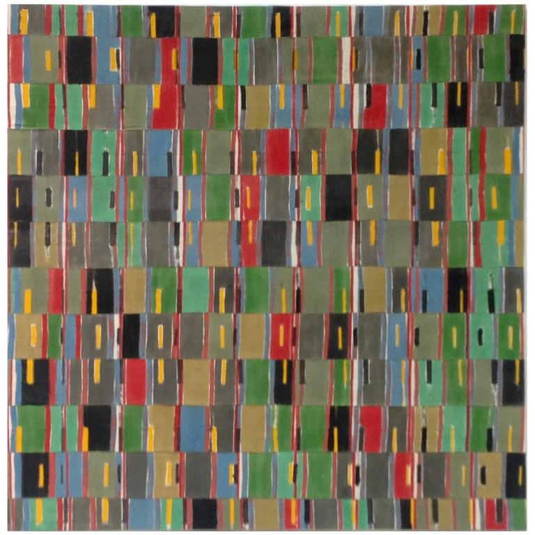 Modern Abstract Woven African Fabric Collage Painting For Sale at 1stdibs