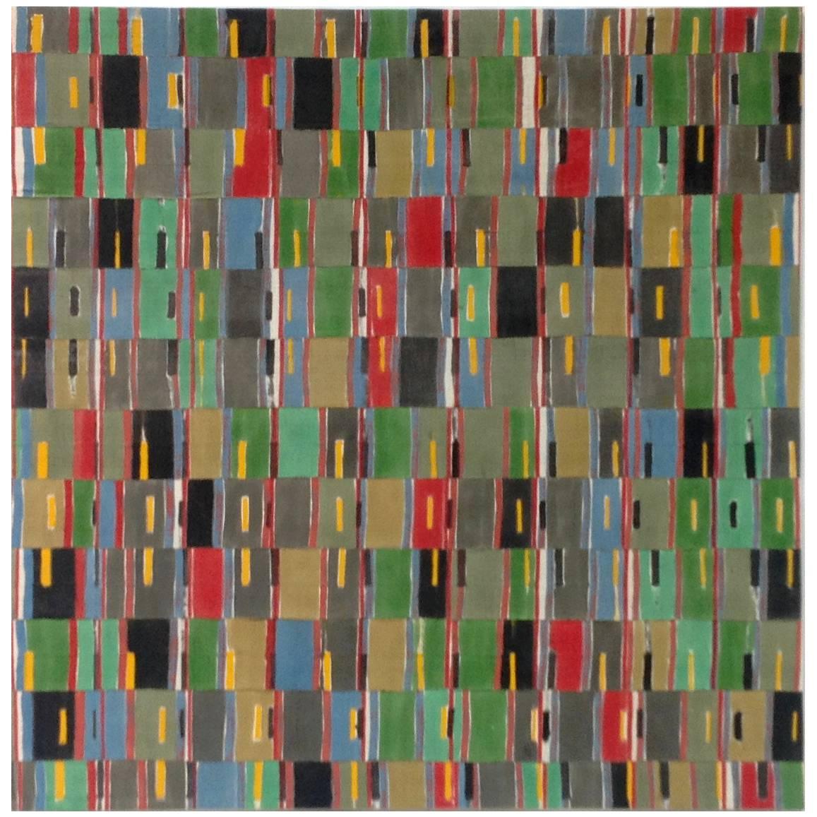 Modern Abstract Woven African Fabric Collage Painting For Sale at ...