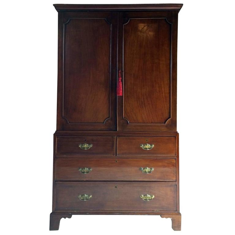 Antique Linen Press Wardrobe Mahogany Chest Victorian, Late 19th ...