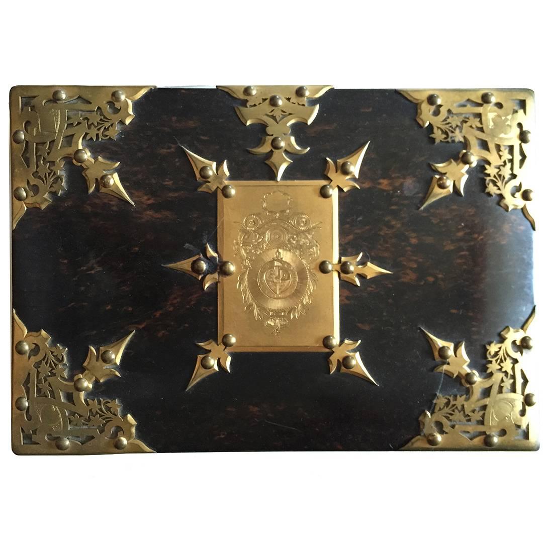 English Victorian Howell and James and Co. Tortoise shell and Brass ...