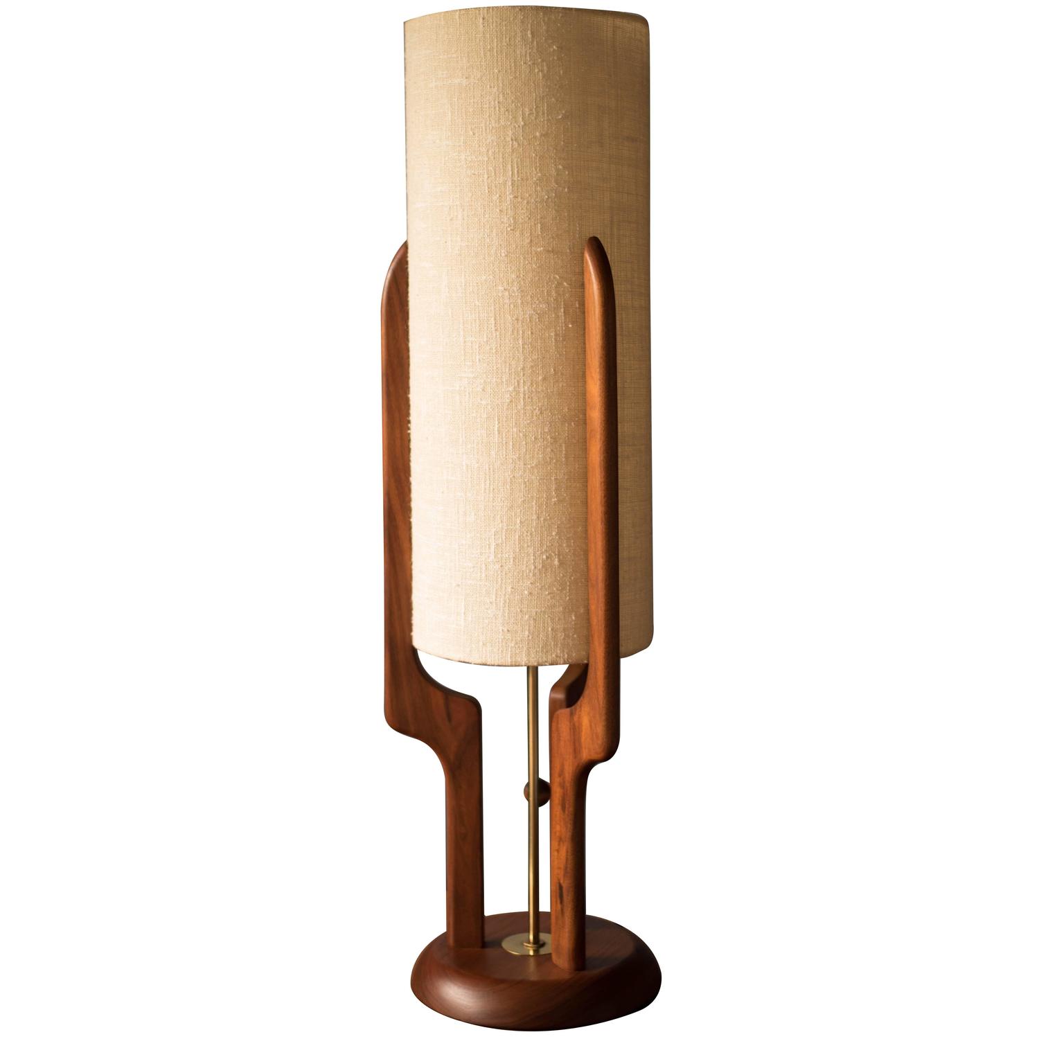 Mid-Century Sculpted Walnut Lamp at 1stdibs