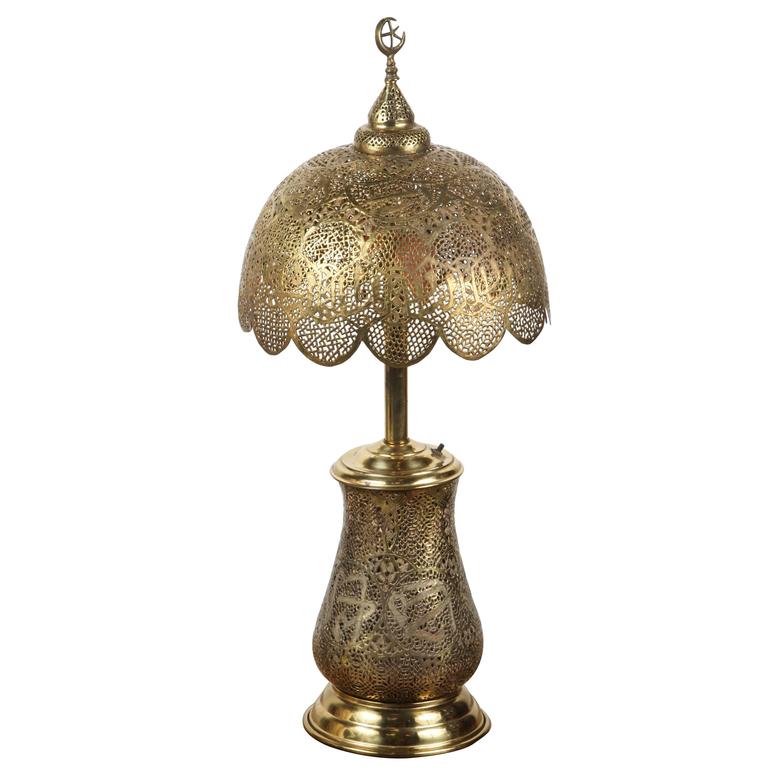 Moorish Revival Brass Syrian Table Lamp at 1stDibs | syrian lamp ...